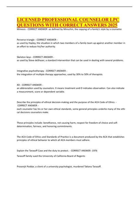 Licensed Professional Counselor Lpc Questions With Correct Answers 2025 Lpc Or Lcpc Licensed