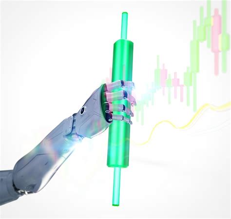 Premium Photo Trading Robot Concept With Robot With Candle Stick Graph