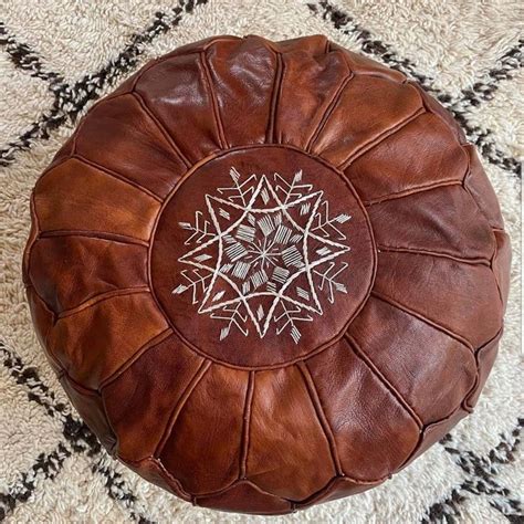 Moroccan Pouf Handmade Ottoman Leather In Various Colors