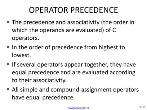 operator precedence and associativity ppt