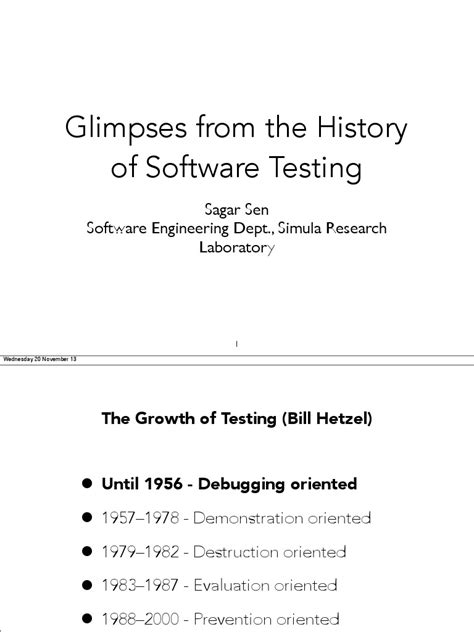 Glimpses From The History Of Software Testing Sagar Sen Software