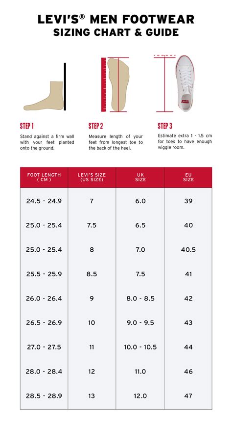 Levis Mens Shoes Size Chart