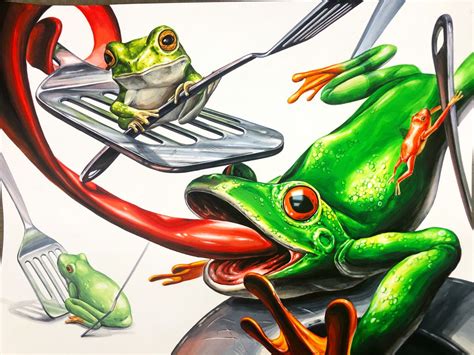 입시미술 홍쌤 On Instagram 개구리 뒤집개 학생작 개굴개굴 개구리~~~~🐸 넘 귀엽게 잘 그렸쥬😃 수능 잘 보고 건강한 모습으로 만나요