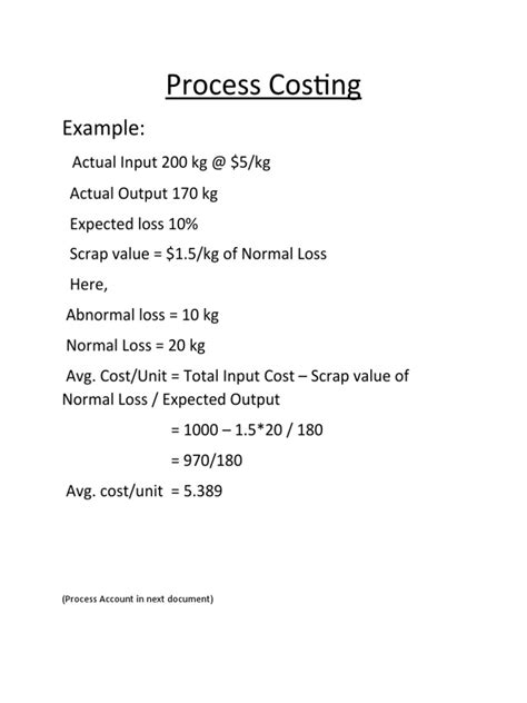 Process Costing Examples