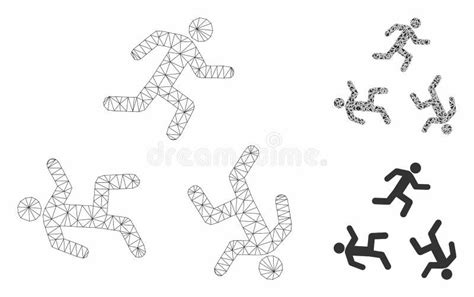 Running Men Circulation Vector Mesh 2d Model And Triangle Mosaic Icon Stock Vector