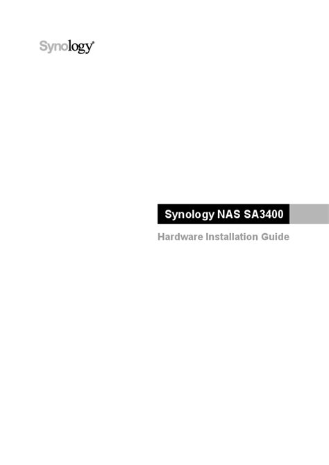 Synology Nas Sa3400 Hardware Installation Guide Setup Maintenance And Troubleshooting