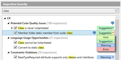 Configure Code Inspection Settings Resharper Documentation