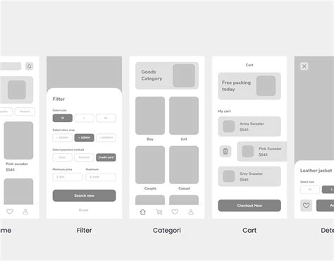Ecommerce Mobile App Wireframe Behance