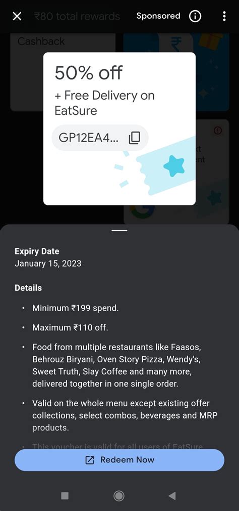 Free Coupons From Zomato Eatsure R Chennai