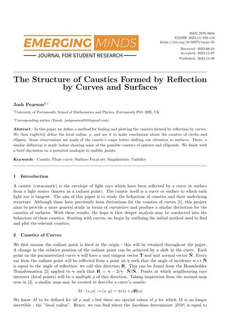 Pdf Structure Of Caustics Formed By Reflection By Curves And Surfaces