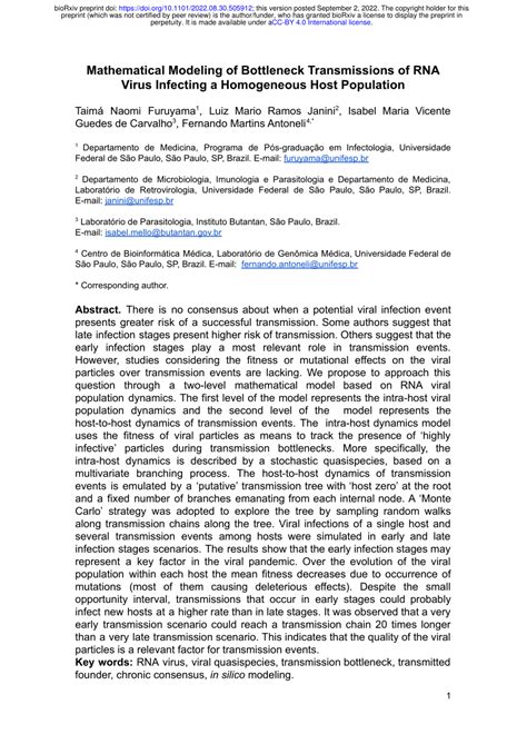 pdf mathematical modeling of bottleneck transmissions of rna virus