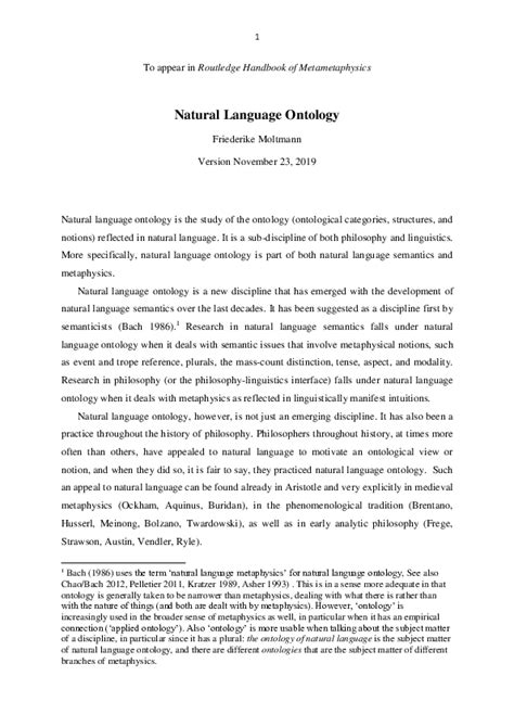 Pdf Natural Language Ontology Routledge Handbook Of Metametaphysics