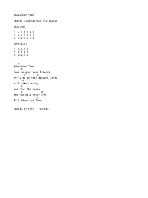 Adventure Time Chords For Guitar And Ukulele Pdf