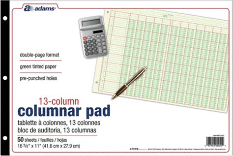 Dams Analysis Pad 16 38 X 11 100 Pages 50 Sheets 13 Columns