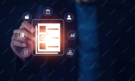 Premium Photo Documents Management Information System Concept Businessman Using Visual Screen