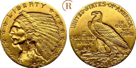 Usa 2 12 Dollar Philadelphia Indian Head Gold 1910 Ss Ma Shops
