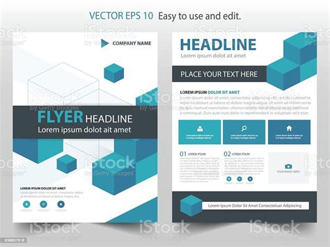 블루 추상 상자 연간 보고서 브로셔 디자인 템플릿 벡터 비즈니스 0명에 대한 스톡 벡터 아트 및 기타 이미지 0명 기하 도형 디자인 Istock