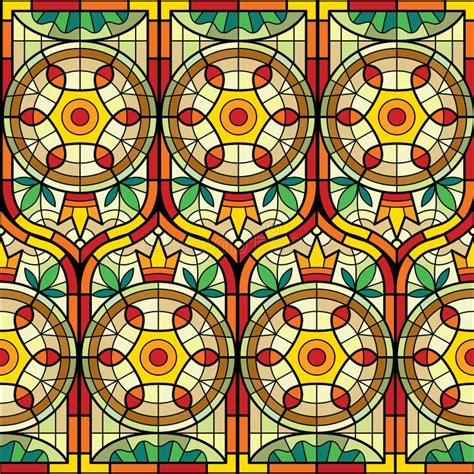 Stained Glass Pattern Decorative Seamless Background With Piece Of