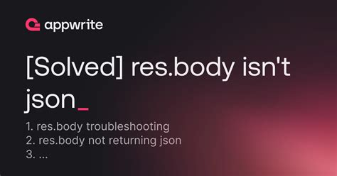 Solved Resbody Isnt Json Threads Appwrite