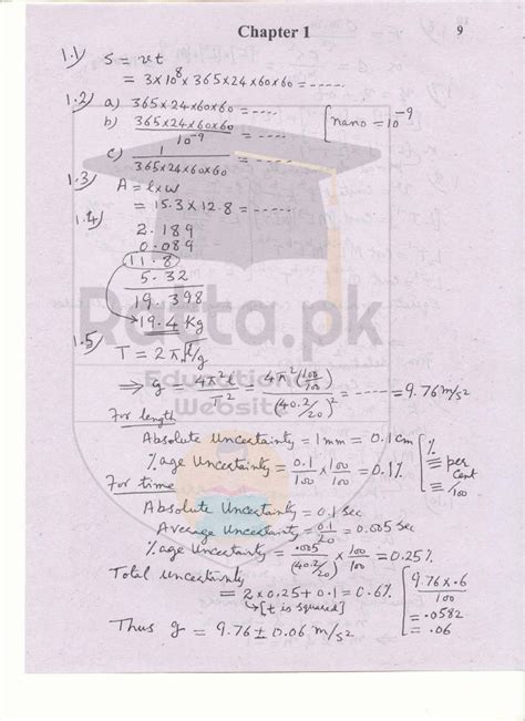 1st Year Physics Solved Numericals Chapter 1 Measurement 11th Class Ratta Pk