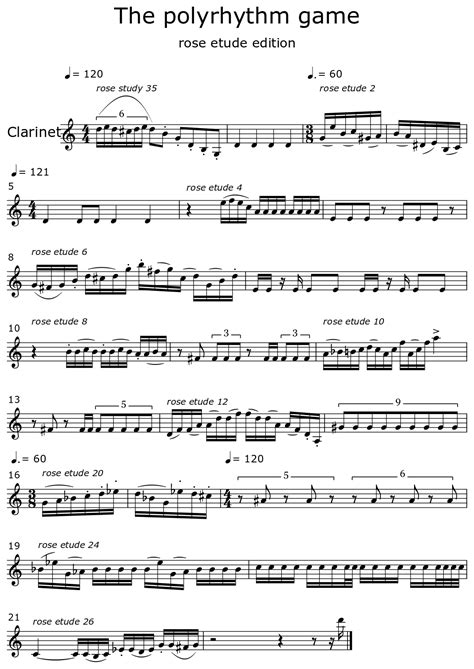 The Polyrhythm Game Sheet Music For Clarinet