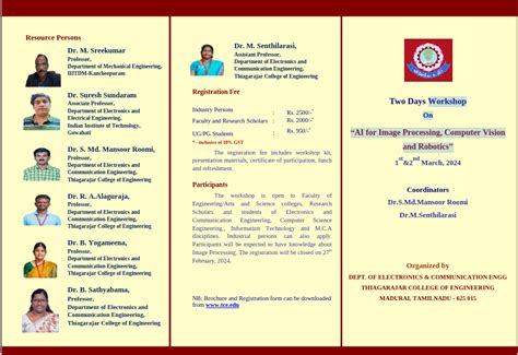 workshop on ai for image processing computer vision and robotics