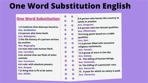 One Word Substitution English