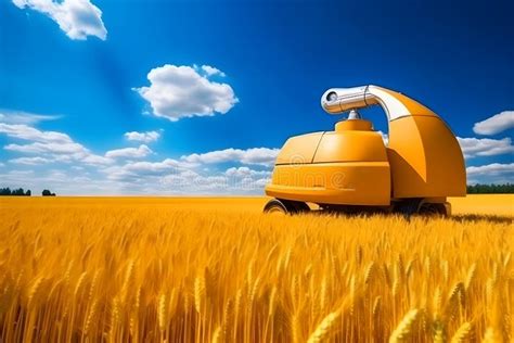 Agricultural Robot In The Field Neural Network Ai Generated Stock