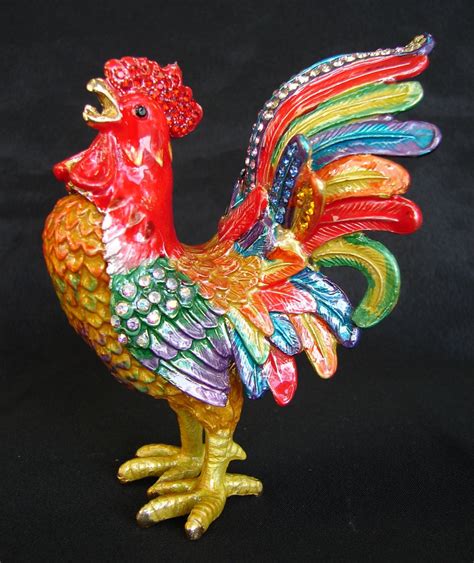 Feng Shui Bejeweled Rooster Statue