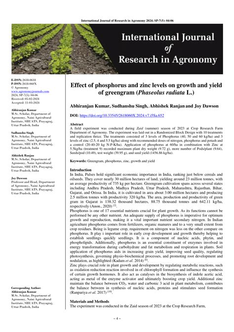 (PDF) Effect of phosphorus and zinc levels on growth and yield of ...