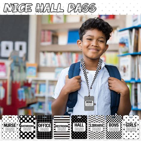 Teling 8 Sets Hall Pass Lanyards And School Passes Set