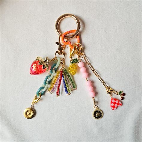 Backpack Keychain Charms Strawberry Charm Bag Golden Chain Bag