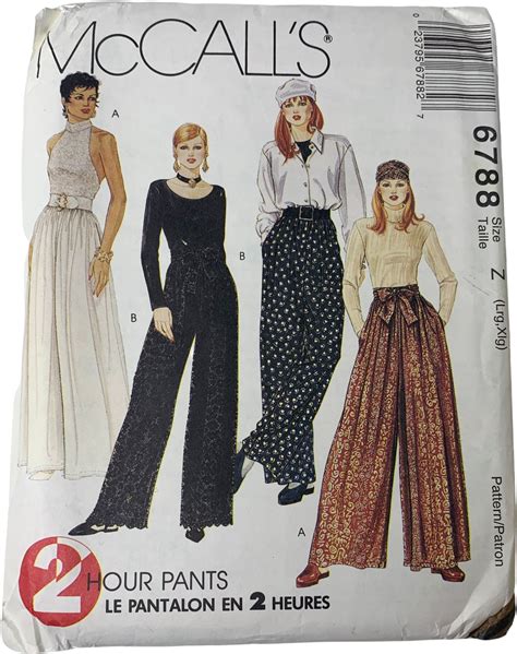 Vintage 6788 Pattern Misses 4 22 Wide Leg Pants Elastic Sash Uncut By