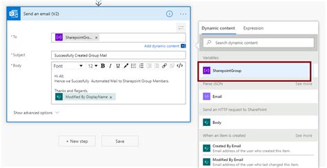 send mail to sharepoint group members using power automate