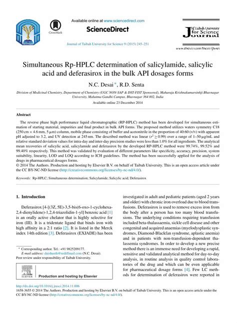 Pdf Simultaneous Rp Hplc Determination Of Salicylamide · Pdf