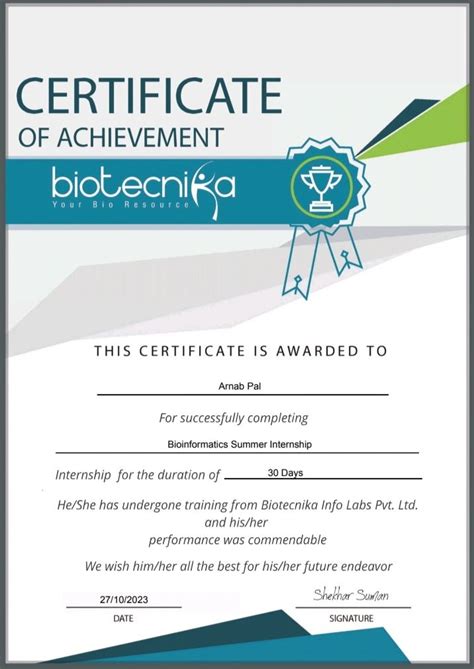 Arnab Pal On Linkedin Bioinformatics Internshipcomplete