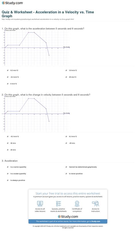 Velocity And Acceleration Worksheet E