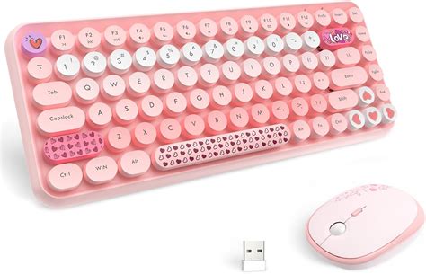 Lexonelec 308i Pink Wireless Keyboard And Mouse Set Retro