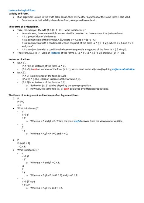 PHIL1012 Introduction To Logic Lecture 6 Notes Lecture 6 Logical Form Validity And Form