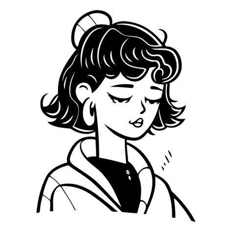 Vector Illustration Of A Girl In A Red Coat The Girl Is Crying