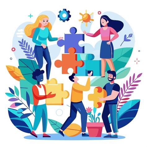 Teamwork Collaboration Building A Successful Puzzle Together Premium Ai Generated Vector