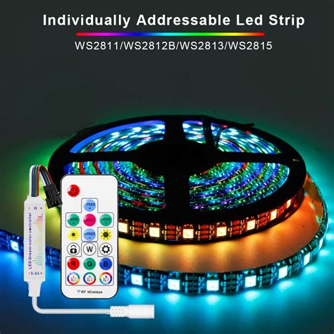 Ws2812b Ws2811 Ws2813 Ws2815 5050 Rgbic Smart Led Strip Kits With Music Dc Remote Individually