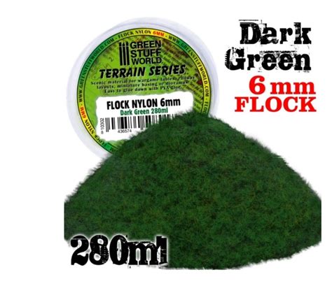Static Grass Flock 6mm Dark Green Green Stuff World 10302
