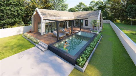 แบบบ้านสำเร็จ Nbb 265 บ้านพูลวิลล่า งบ 2 2 ล้าน Th