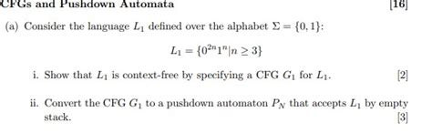 solved cfgs and pushdown automata 16 a consider the