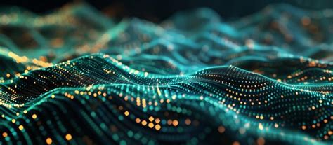 Futuristic Digital Landscape Featuring A Flowing Data Stream With Glowing Particles Ideal For