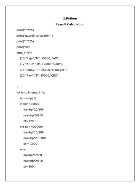 2payroll Calculation Pdf