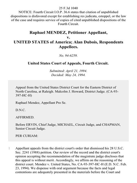 Mendez V United States Appeal Decision Pdf