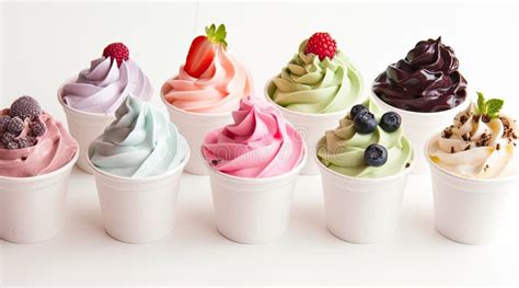 A Variety Of Different Colored Ice Cream Flavors Stock Illustration