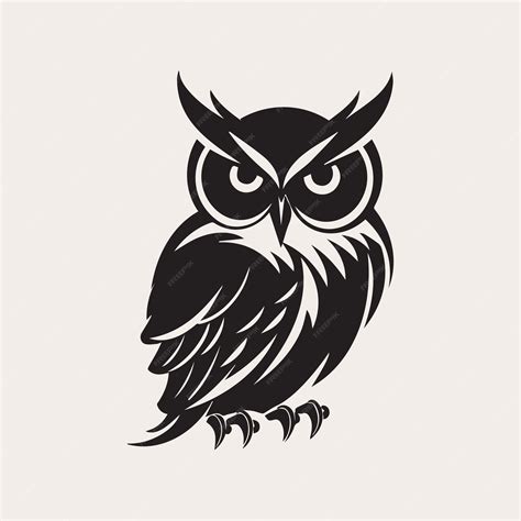 Premium Vector Owl One Color Vector Logo Emblem Or Icon Tattoo Art